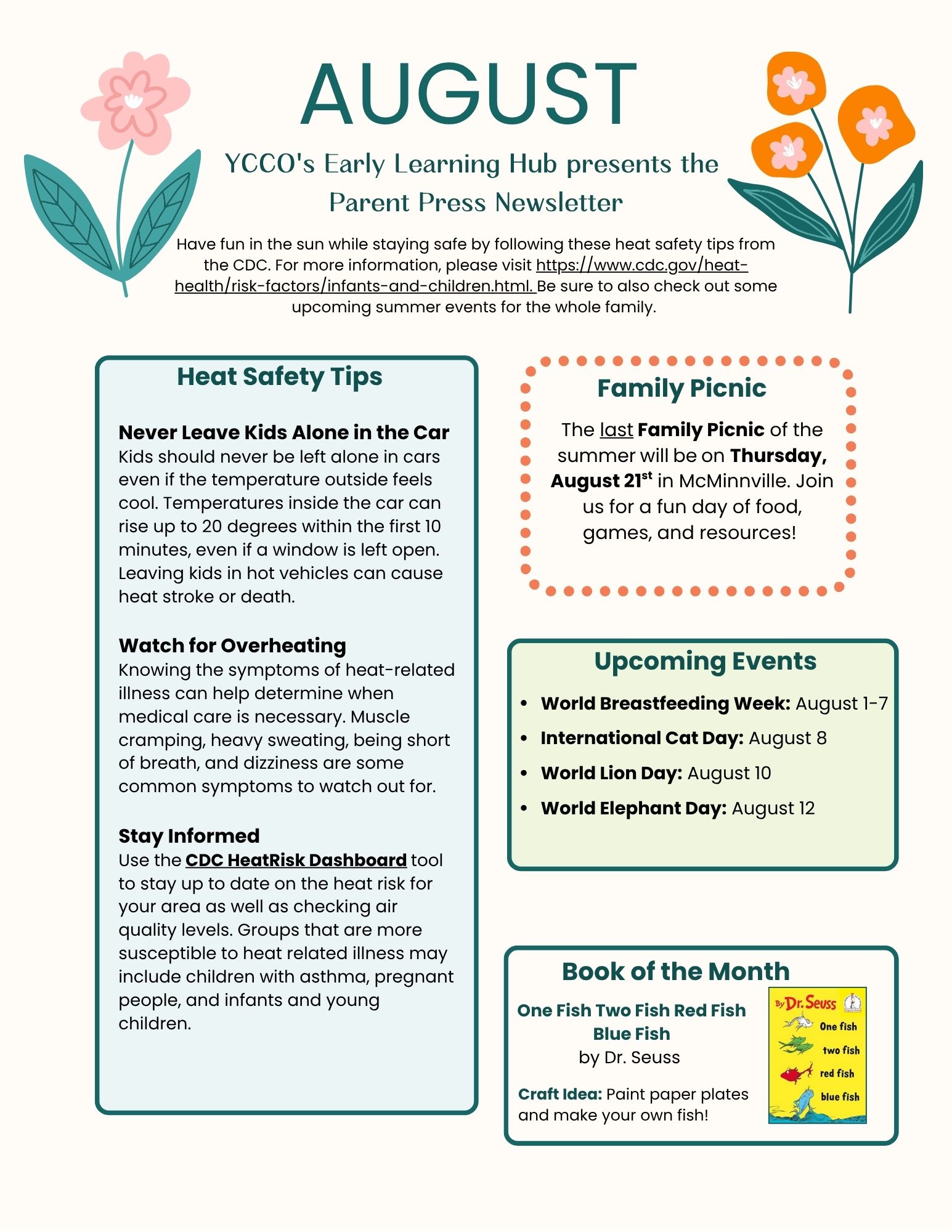 August 2025 Parent Press Newsletter - Yamhill Early Learning